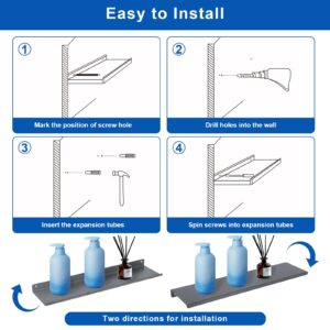 Uten Floating Shelves, Wall Mounted Iron Shelves Set of 3, Bathroom Storage Iron Shelves, Wall Hanging Organizer Decor Shelf for Bathroom, Kitchen, Bedroom, Living Room, Grey Textured