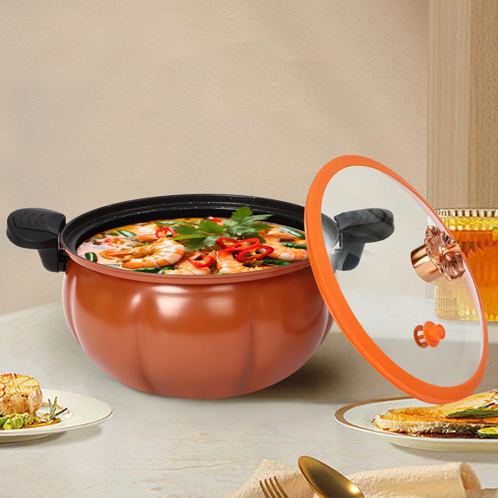 Micro Pressure Cooker 2.1 Gal Pumpkin Cooking Pot Micro Pressure Cooking Pot, Pumpkin Shaped Pressure Cooking Pot for Halloween Home Dormitories Flats