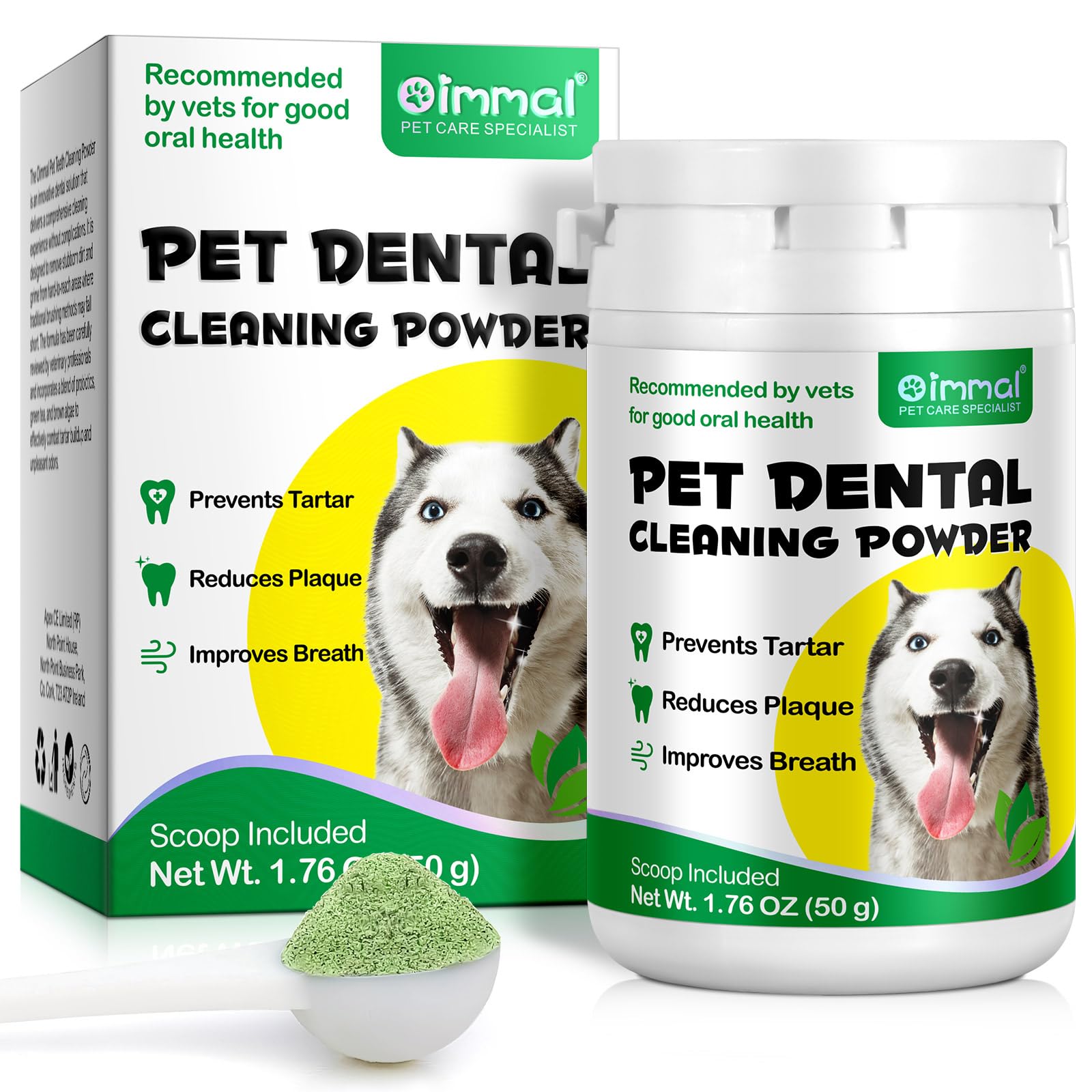 Dog Teeth Cleaning Powder,Dog Dental Powder with Probiotics Effectively Remove Tartar,Plaque,Stains,Bad Breath,Dog Teeth Cleaning Power Support Oral Care for Small,Medium,Large Dogs,1.76oz