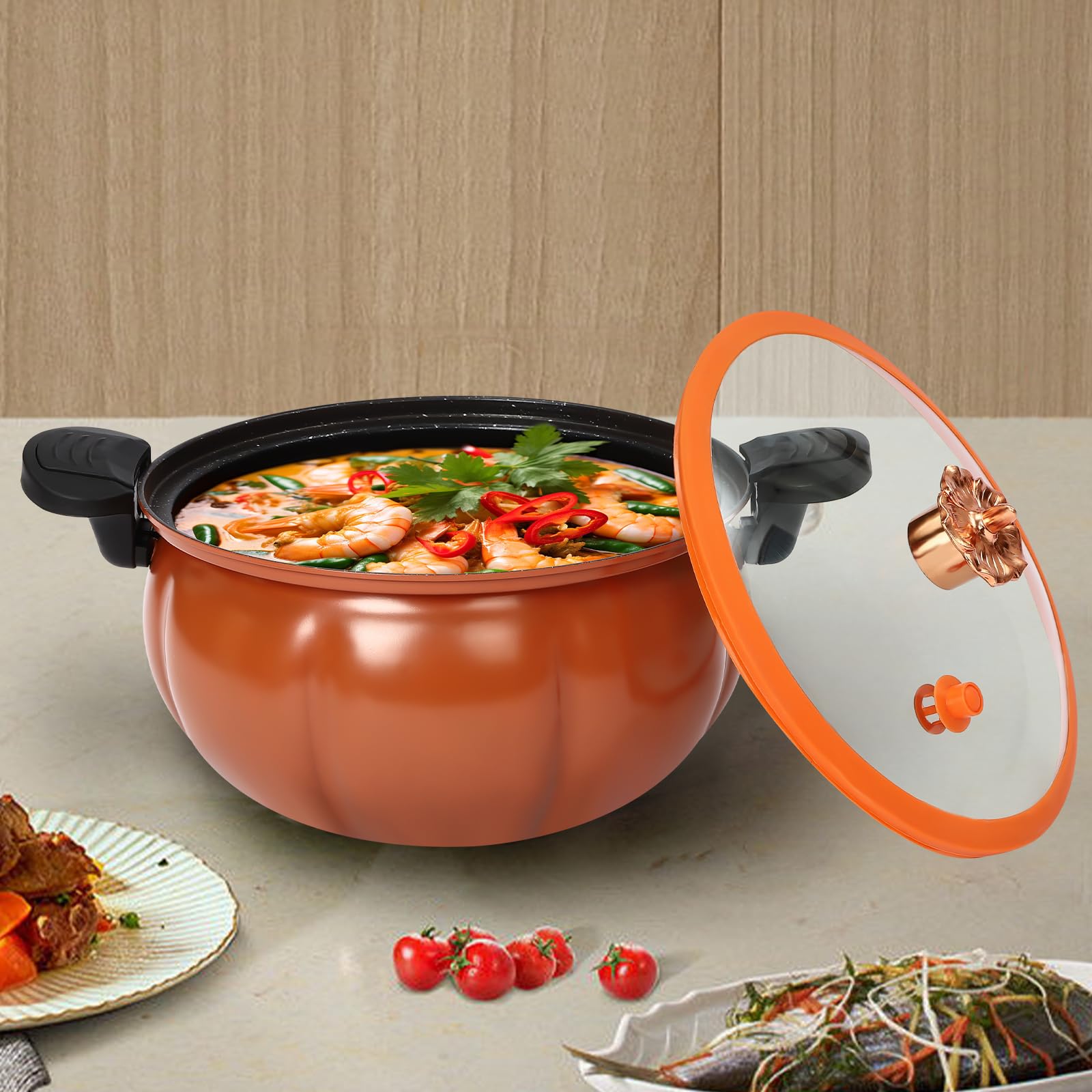 Micro Pressure Cooker 2.1 Gal Pumpkin Cooking Pot Micro Pressure Cooking Pot, Pumpkin Shaped Pressure Cooking Pot for Halloween Home Dormitories Flats