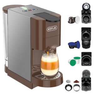 kotlie multifunctional 5in1 espresso machine, 19bar pressure single serve coffee maker for nes* original/dolce gusto/k cup/ground coffee/illy 44mm ese, cold&hot brew, level 7 watervolume (ac-513hf)