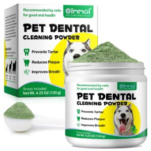 dog teeth cleaning powder,dog dental powder with probiotics effectively remove tartar,plaque,stains,bad breath,dog teeth cleaning power support oral care for small,medium,large dogs,4.23oz