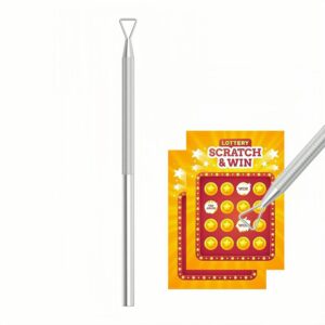 metal lottery scratcher, scrigit scraper tool, lotto scratcher label scraper for lottery ticket, ticket roll, scratch off the hard to remove pin numbers on present cards and as a secret present