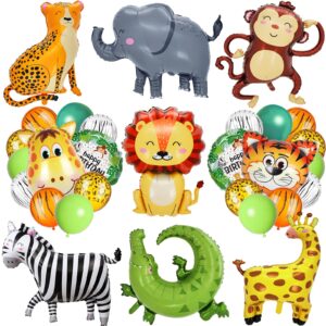 40 pcs safari jungle animal balloons wild one birthday decorations various jungle animal balloons monkey elephant zebra leopard for kids safari baby shower decorations