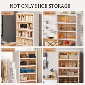 6-Tier Foldable Shoe Rack Organizer Portable Shoe Cabinet with Magnetic Clear Door, Shoes Storage Boxes for Living Room Closet Bedroom