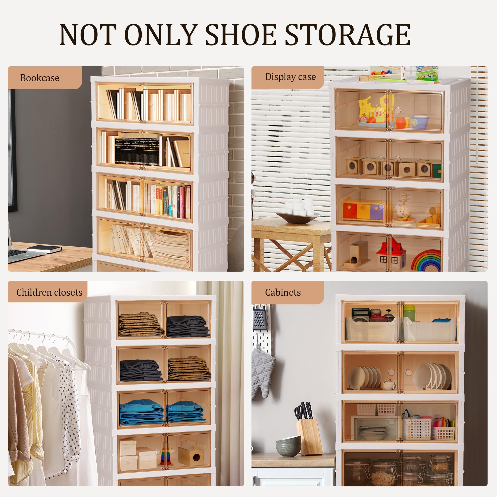 6-Tier Foldable Shoe Rack Organizer Portable Shoe Cabinet with Magnetic Clear Door, Shoes Storage Boxes for Living Room Closet Bedroom