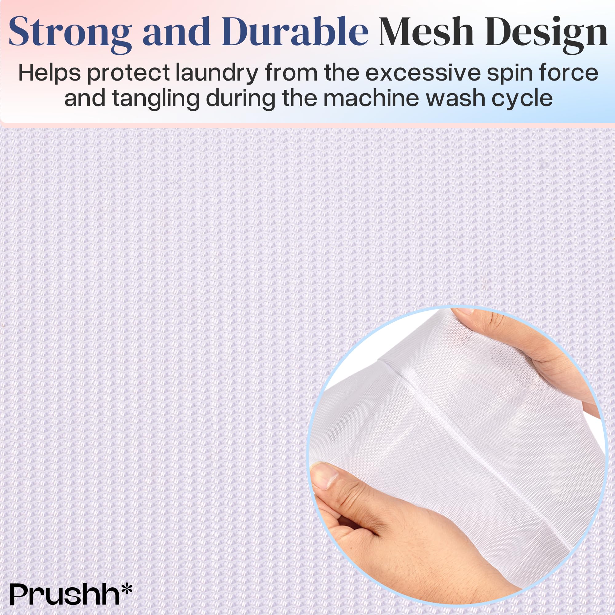 Prushh 3Pc Spacious Durable Mesh Laundry Bags (16x20 Inches) Protects Delicates, Fine Mesh for Uniform Wash & Dry, Auto-Lock Zipper, Washer-Friendly, For Home, Dorm or Storage, Fits Socks to Sweaters