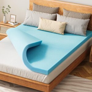 2 inch queen memory foam mattress topper, cooling gel infused mattress topper, ventilated soft bed topper for pressure relief back pain suitable for sleeper sofa, rv, camper - certipur-us certified