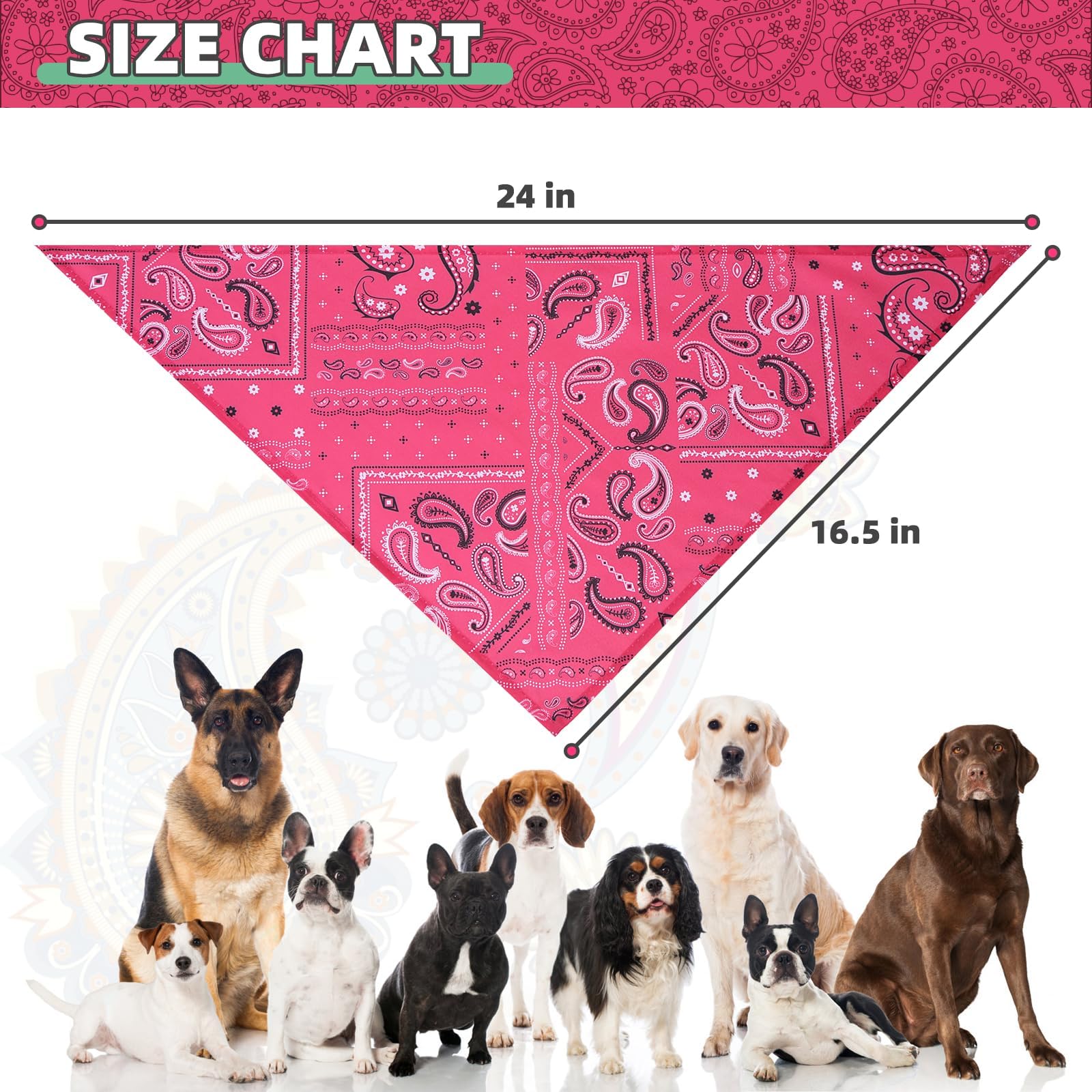 KOOLTAIL Dog Bandanas 4 Pack - Spring Summer Washable Pet Scarf Bibs Kerchief, Dog Apparel & Accessories for Girl Boy Small Medium Large Dogs Puppy Paisley Pattern