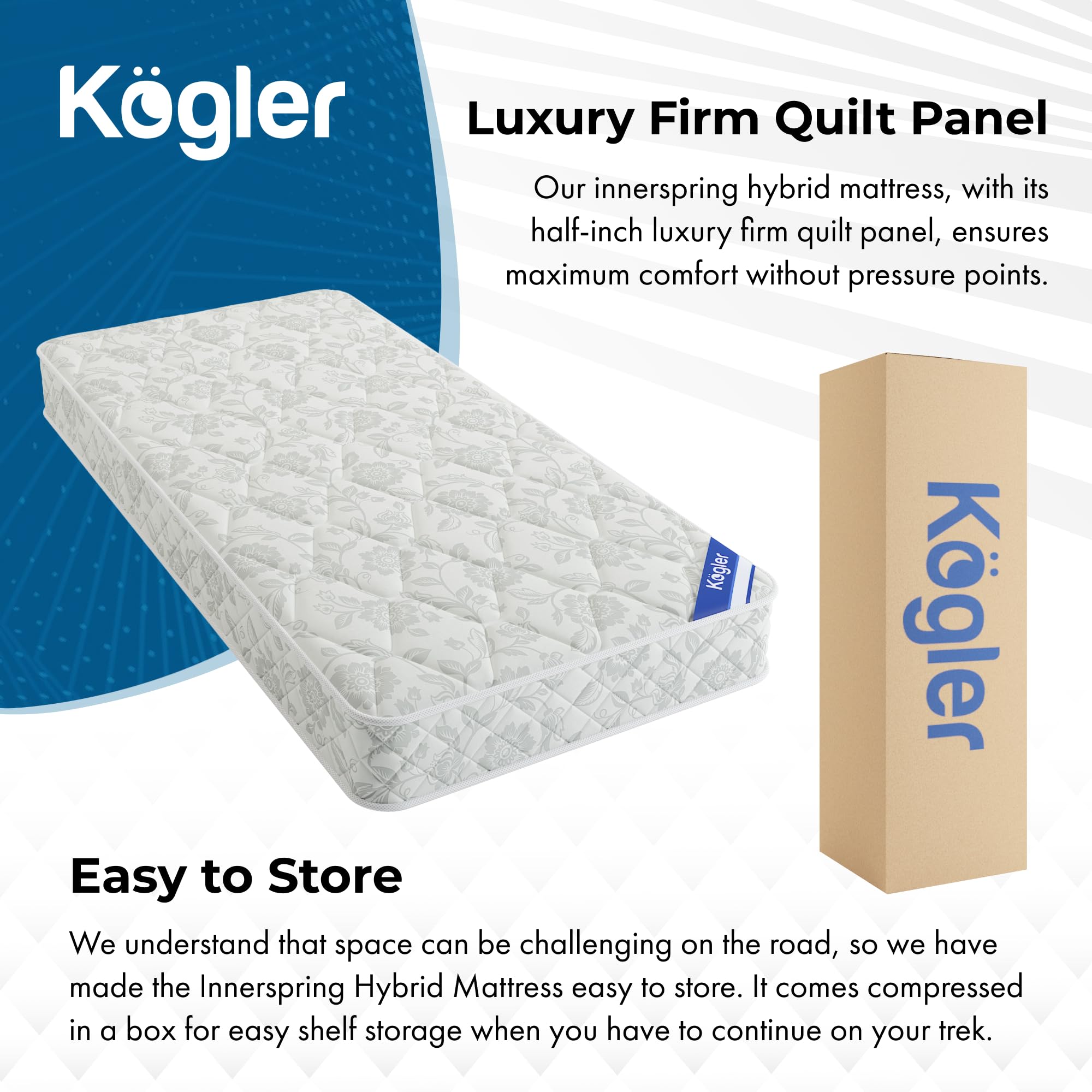 Kogler Innerspring Hybrid Semi-Truck/RV Mattress - 7" Trucker Mattress, 32x80