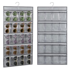 temuorg 2 pcs sunglasses organizer storage sunglass holder for wall hanging eyeglass organizer for multiple glasses (gray)