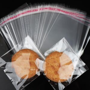 horbin self sealing cellophane bags 4x6 inches, 200 pcs clear cookie bags, resealable treat bags for fresh cookies, candy, gifts, and party favors bags.