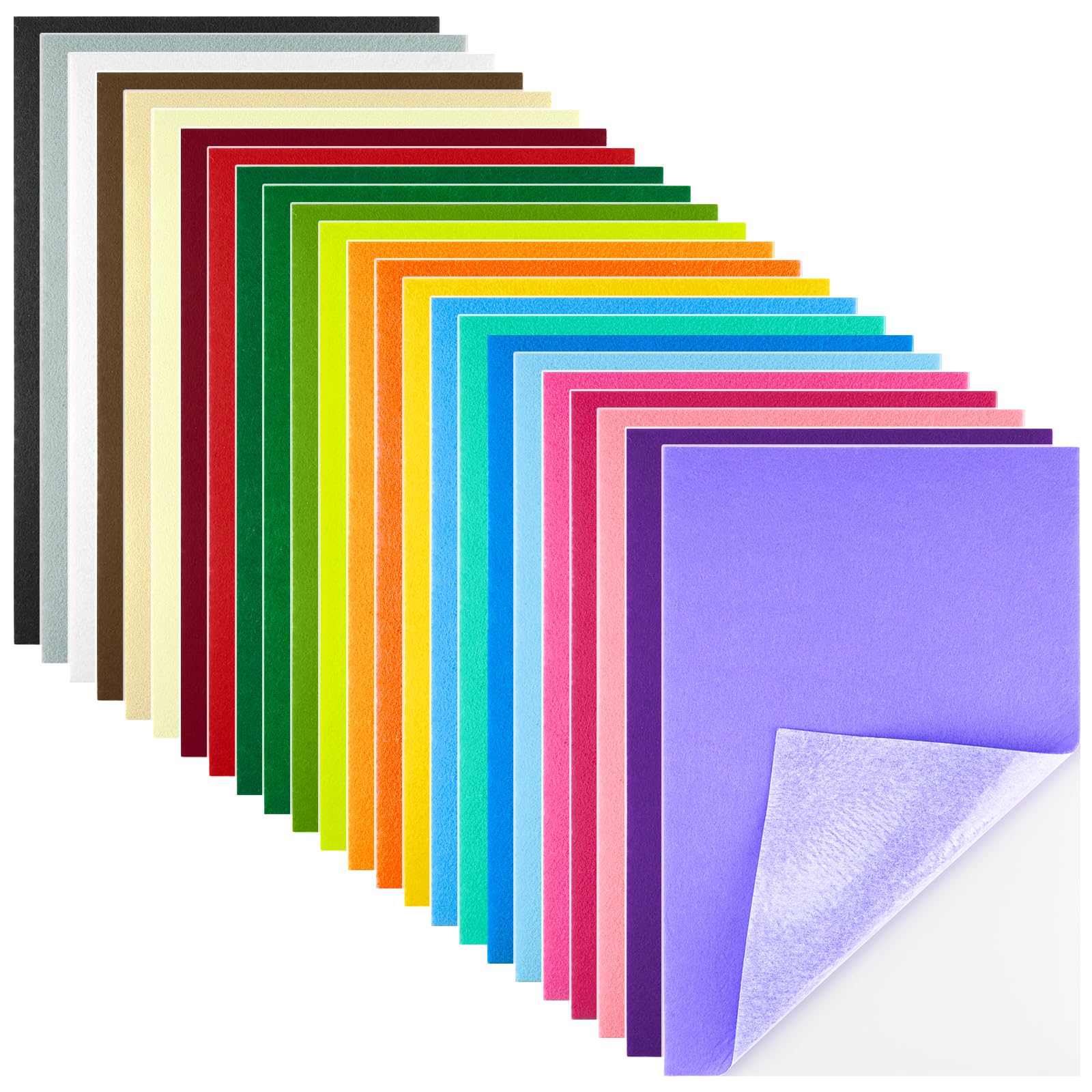 Morcheiong 24 Pcs Self Adhesive Felt Sheet Soft Felt Sheets with Adhesive Backing for Art Project and Sewing DIY Craft(11.8"x7.9"/30x20cm)- 24 Colors