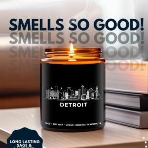 Detroit Candle, Detroit Skyline Gifts, City of Detroit Gifts for Men and Women, Detroit Gift Ideas, Moving Away & Home Sick Gift, Souvenirs, Birthday, Christmas, Gift-Ready