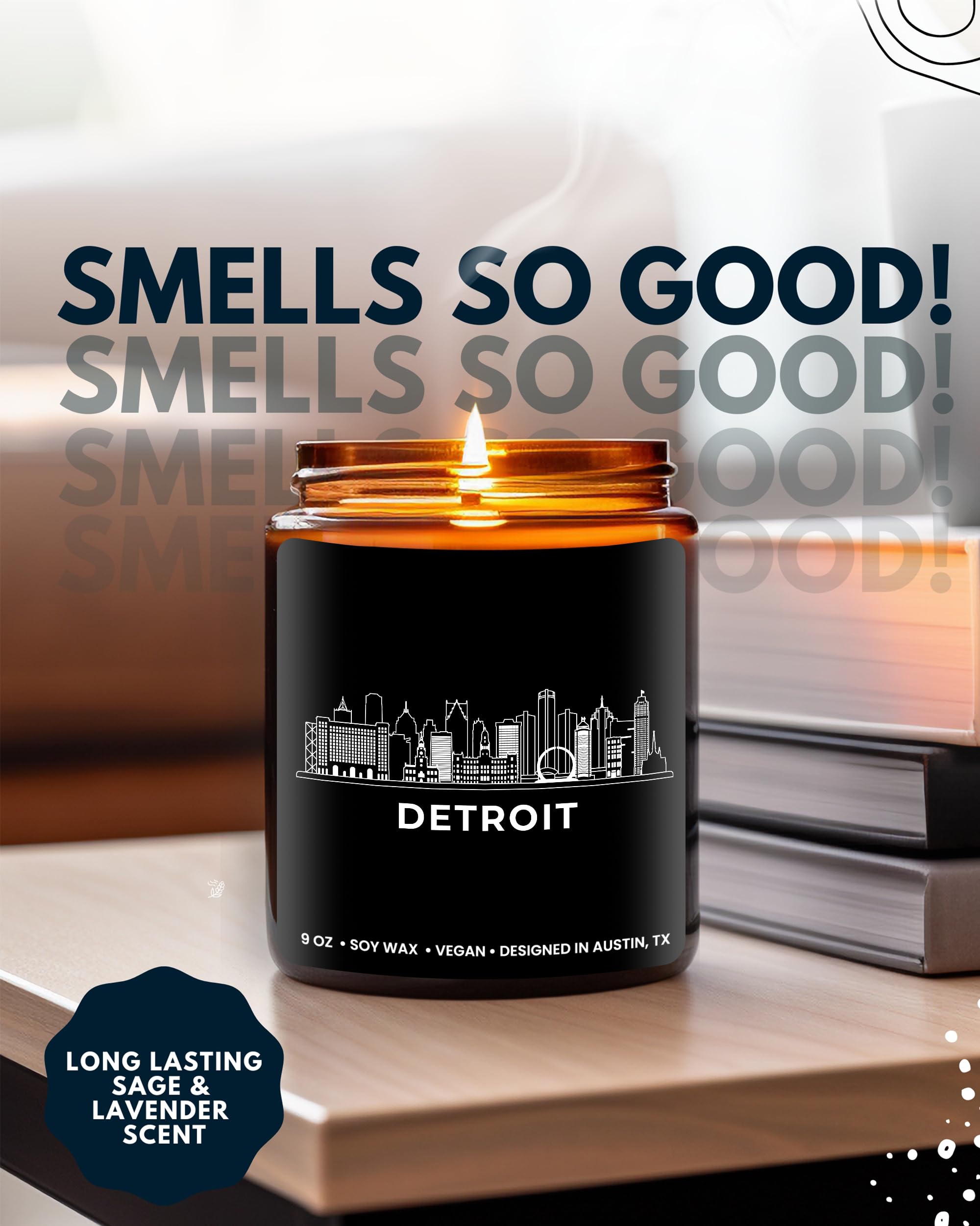 Detroit Candle, Detroit Skyline Gifts, City of Detroit Gifts for Men and Women, Detroit Gift Ideas, Moving Away & Home Sick Gift, Souvenirs, Birthday, Christmas, Gift-Ready