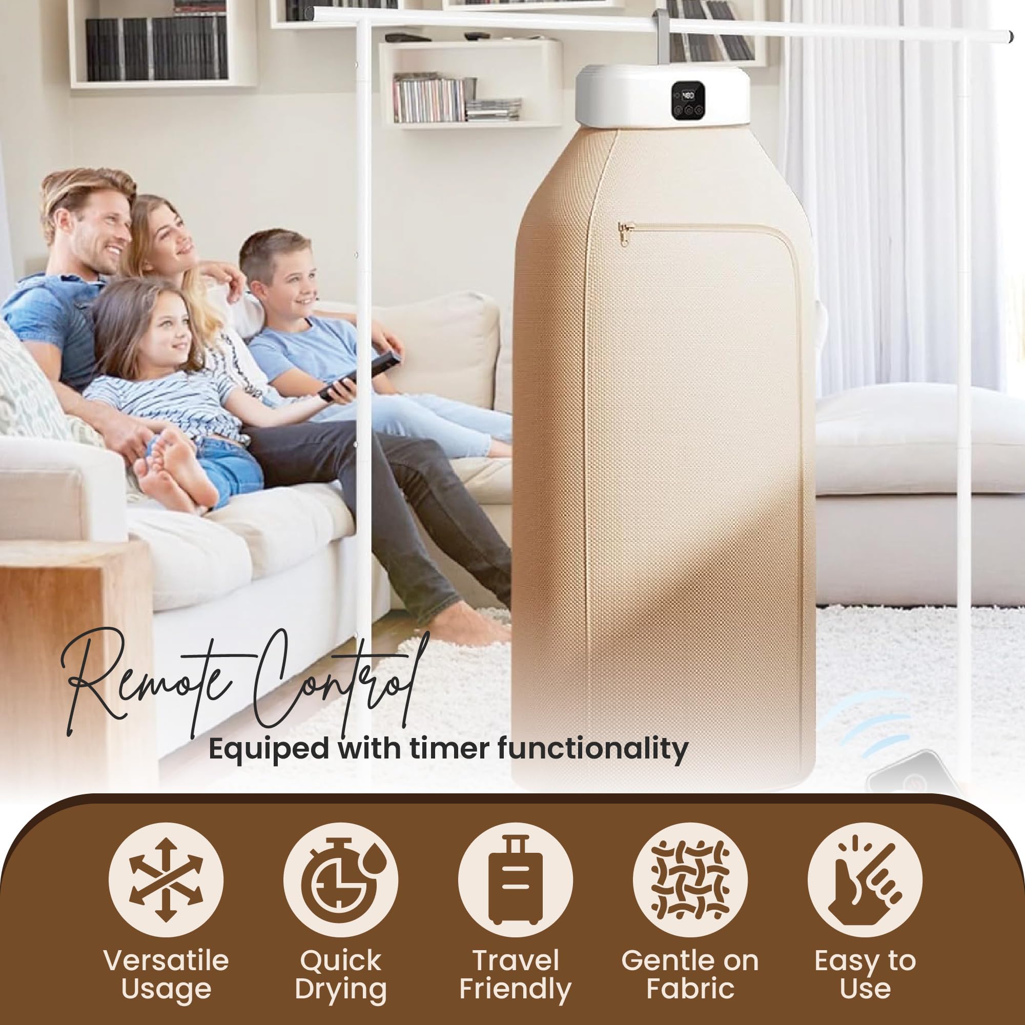 Portable Clothes Dryer, Small Compact Foldable Electric Drying Machine with Dry Bag for Travel, Mini Laundry Dryer with Remote Control, for RV, Home, and Apartment-Fast Drying Anywhere!