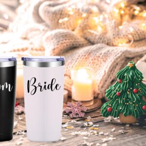 AMZUShome Groom & Bride Tumbler.Newlyweds Gifts.Engagament Wedding Couple Gifts.Mr and Mrs Gifts. Bridal Shower Gifts.Bride Groom Honeymoon Gifts.(20oz Black & White)