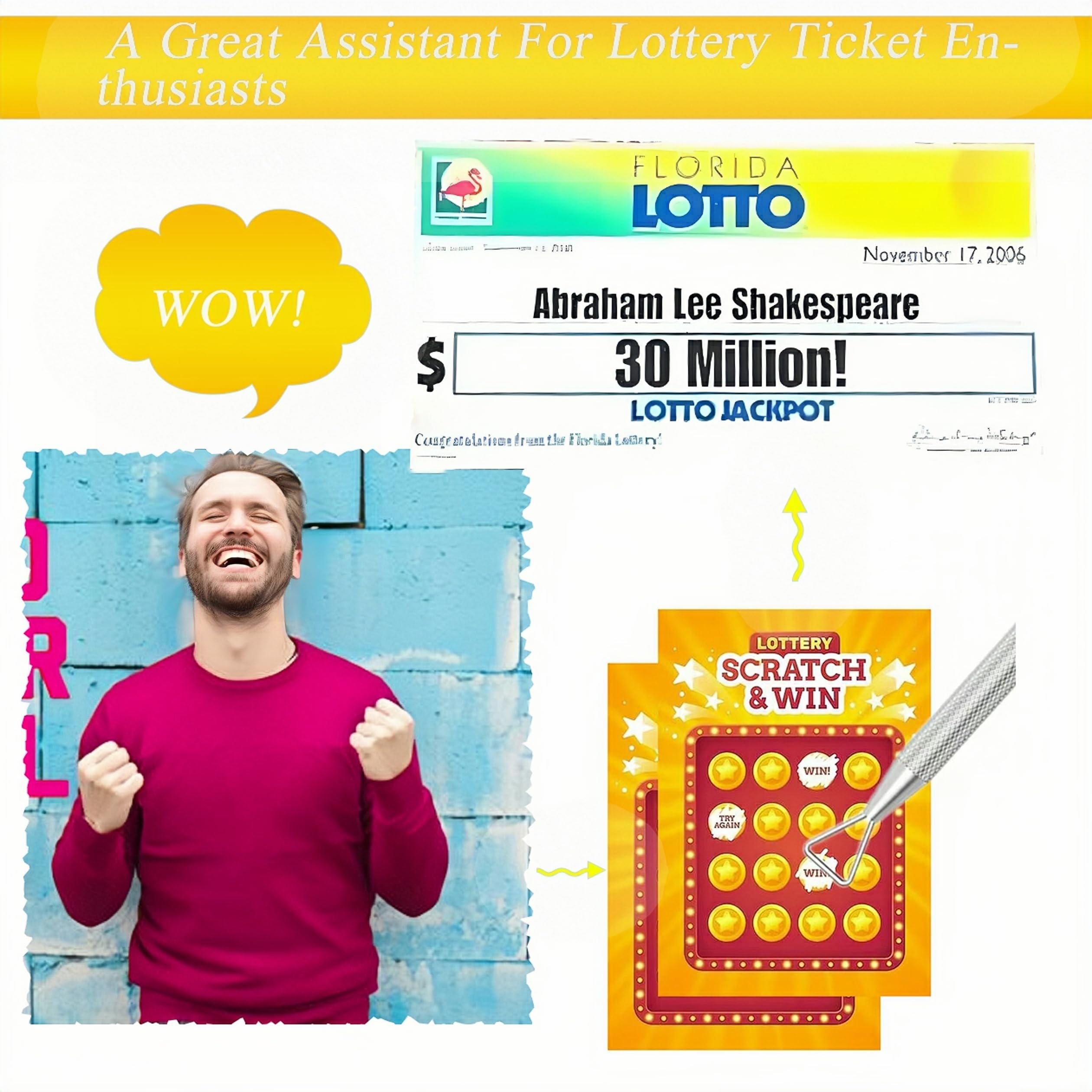 Metal Lottery Scratcher, Scrigit Scraper Tool, Lotto Scratcher Label Scraper for Lottery Ticket, Ticket Roll, Scratch Off The Hard to Remove Pin Numbers on Present Cards and As a Secret Present