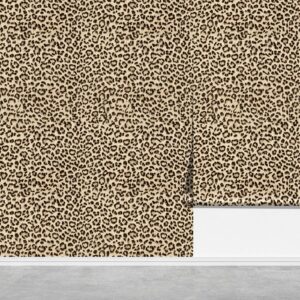 jiffdiff leopard print peel and stick wallpaper, waterproof removable self adhesive textured wall paper, yellow unique funky cheetah contact paper for bedroom and bathroom 240"x17.3"(28.8 sq. ft)