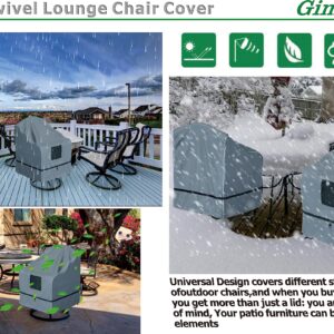 GimaiOurunOutdoor Swivel Lounge Chair Cover 1 Set, Waterproof Heavy Duty Outdoor Chair Cover, Outdoor Lawn Patio Furniture Rocking Chair Cover, (30 W x 35 D x 38.5 H inches), Gray