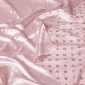 maimaisuan 60’’ wide blush pink polka dot satin jacquard fabric by the yard soft shiny silky satin fabric for sewing, diy crafts, costumes,decoration,bridal dress,1 yard