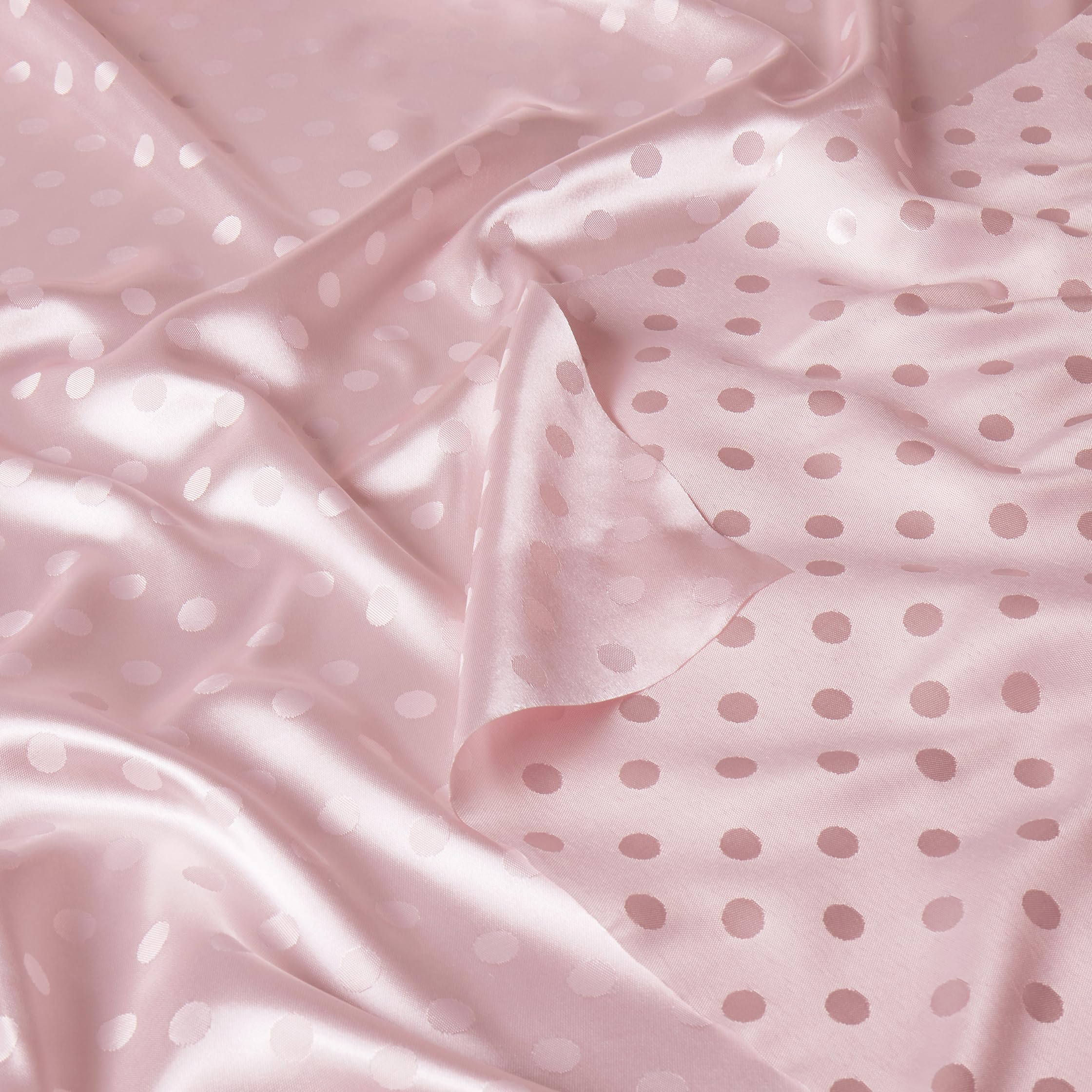 MaiMaiSuan 60’’ Wide Blush Pink Polka Dot Satin Jacquard Fabric by The Yard Soft Shiny Silky Satin Fabric for Sewing, DIY Crafts, Costumes,Decoration,Bridal Dress,1 Yard