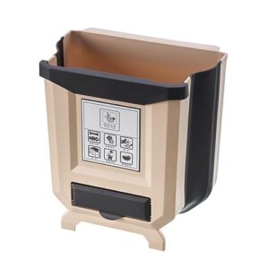 excbioz hanging trash can,hanging kitchen trash can foldable waste bin small plastic garbage can for cabinet door, cupboard, counter, bathroom, 9.45*6.3*10.24in, coffee