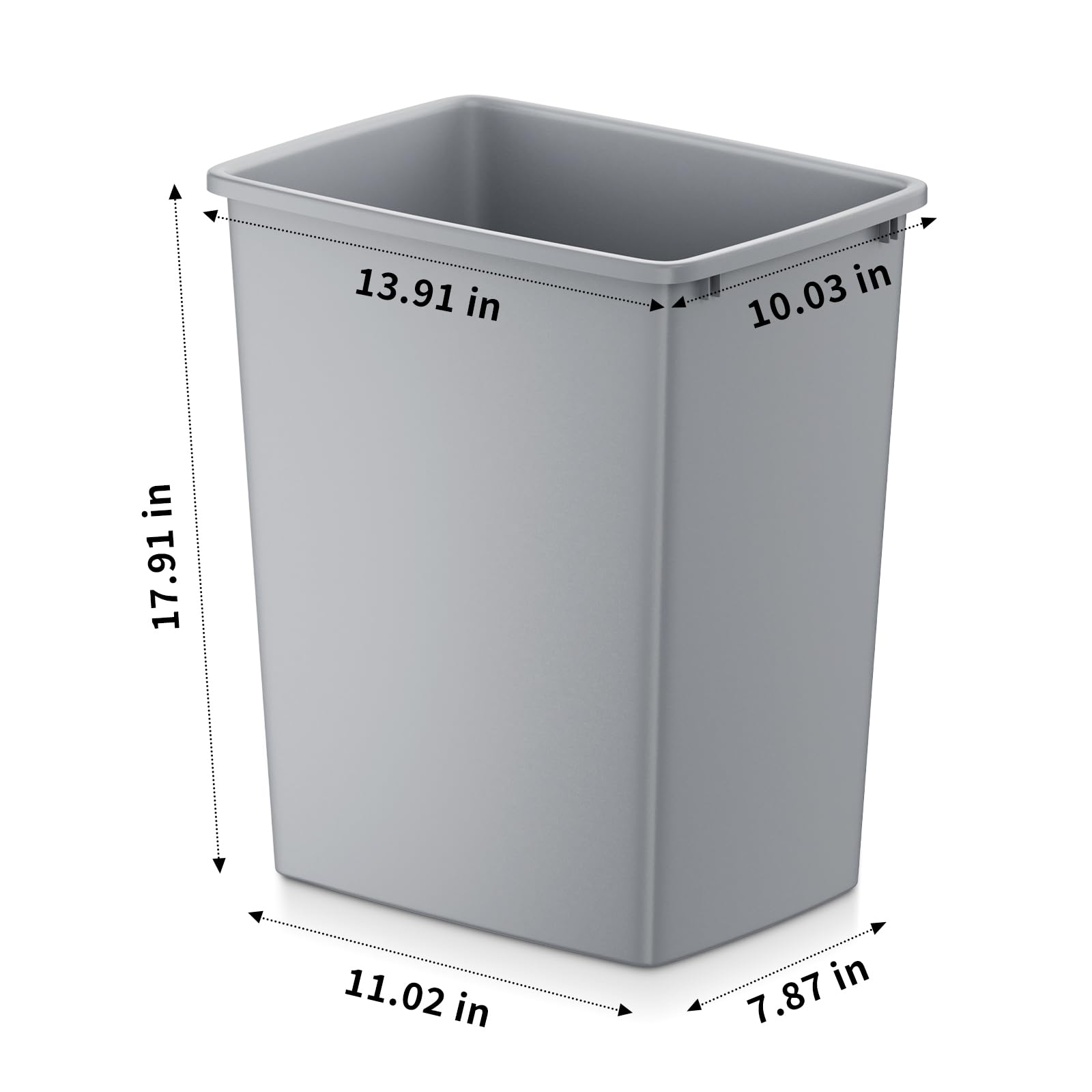 LOVMOR 35QT Kitchen Trash Can, Sturdy and Lightweight Slim Trash Can, Trash Cans for Kitchen, Workspace, Bathroom, Office, Easy to Clean, 1 Pack, Gray