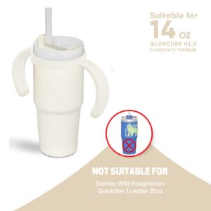 Tumbler Handles Compatible with Stanley 14oz Quencher H2.0 FlowState Tumbler, Stanley Cup Accessories 14 oz, Stanley Tumbler Handle Attachment, Anti Slip,Improved Grip, Pack of 2 (Cream)