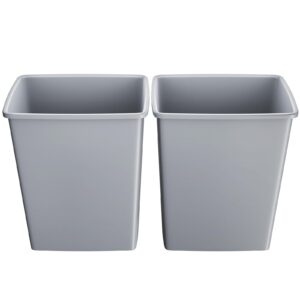 lovmor 35qt kitchen trash can, sturdy and lightweight slim trash can, trash cans for kitchen, workspace, bathroom, office, easy to clean, 2 pack, gray