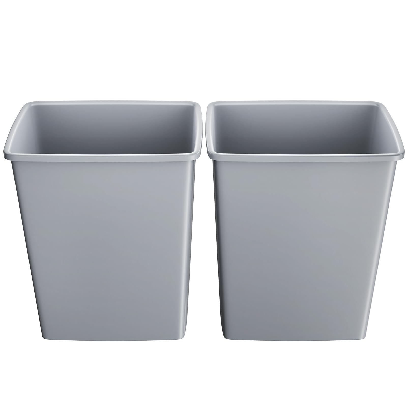 LOVMOR 35QT Kitchen Trash Can, Sturdy and Lightweight Slim Trash Can, Trash Cans for Kitchen, Workspace, Bathroom, Office, Easy to Clean, 2 Pack, Gray