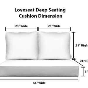 RSH DECOR: Deep Seating Loveseat Cushion Set | 44” x 24” Loveseat | All-Weather Spun Fabric | Water-Resistant | Outdoor Foam Settee and Pillow Back Cushions for Patio Furniture | Orange