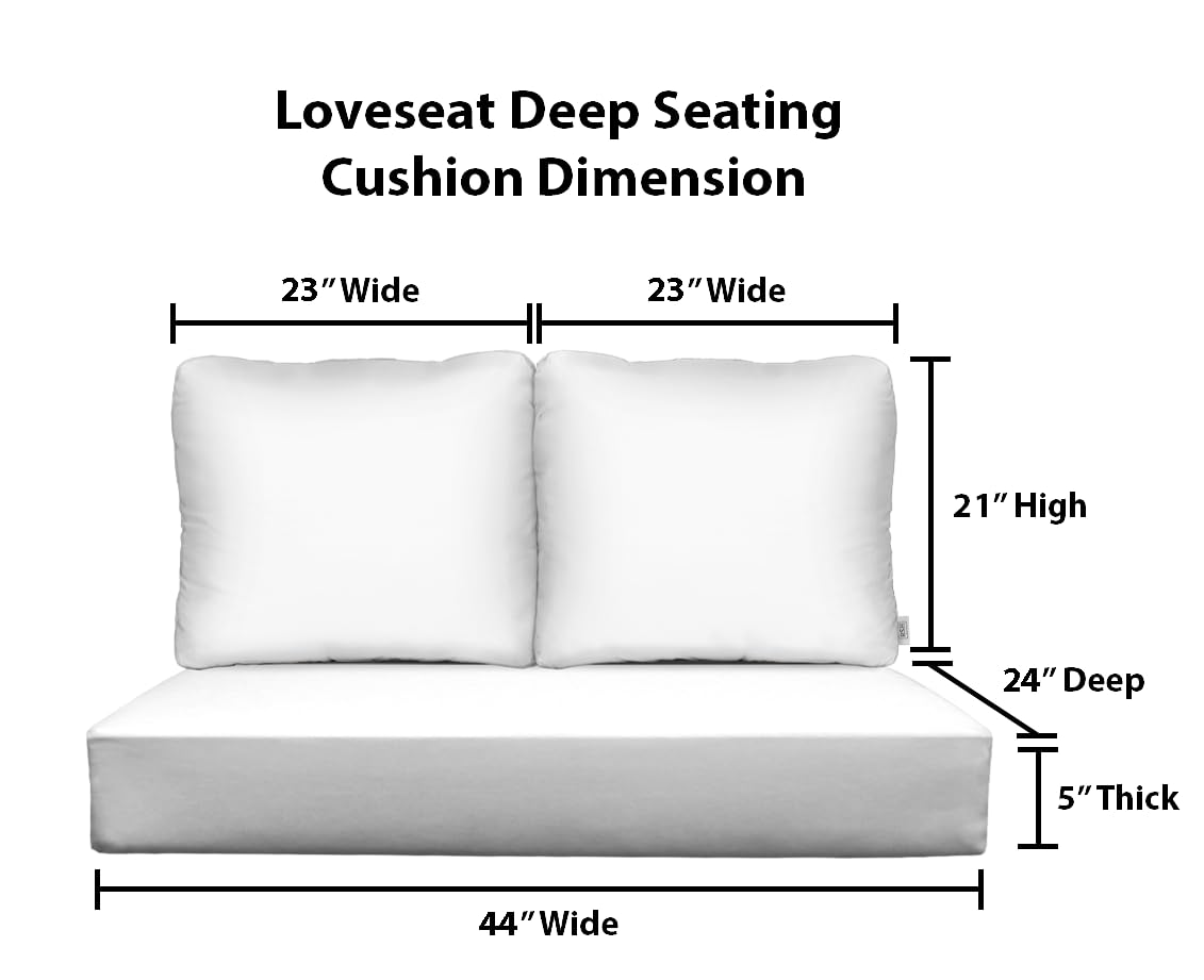 RSH DECOR: Deep Seating Loveseat Cushion Set | 44” x 24” Loveseat | All-Weather Spun Fabric | Water-Resistant | Outdoor Foam Settee and Pillow Back Cushions for Patio Furniture | Orange