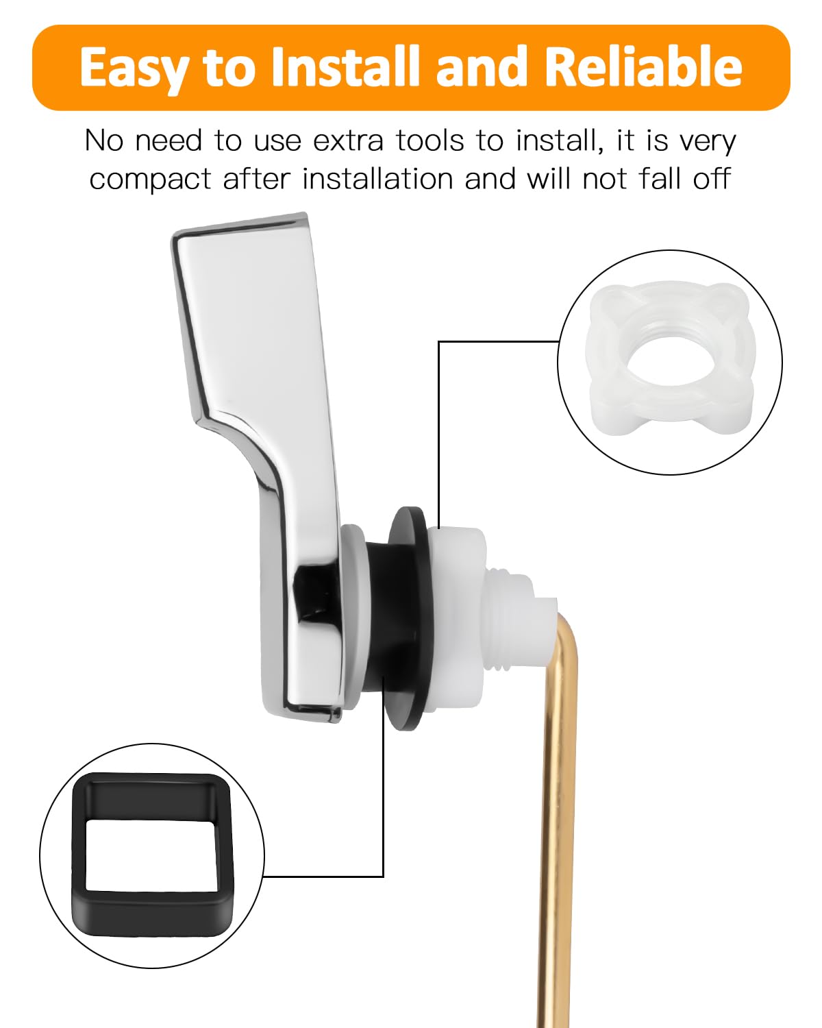 Toilet Handle Replacement Kit, 702 Universal Toilet Flush Handle, Zinc Alloy Toilet Tank Trip Lever with H2 Brass Arm Front-Mount Compatible with American Standard, Mansfield Toilet, Silver