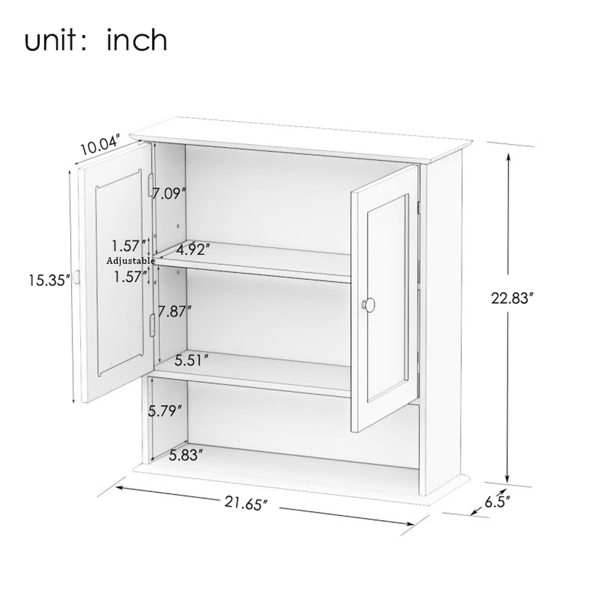 OQSC Bathroom Medicine Cabinet with Mirror Wall Mounted, White Recessed Medicine Cabinet Hanging Space Saver with Shelves and Storage Above Toilet