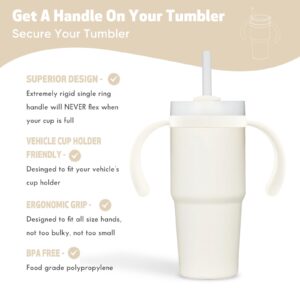 Tumbler Handles Compatible with Stanley 14oz Quencher H2.0 FlowState Tumbler, Stanley Cup Accessories 14 oz, Stanley Tumbler Handle Attachment, Anti Slip,Improved Grip, Pack of 2 (Cream)