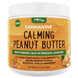 iheartdogs hemp calming peanut butter for dog anxiety - helps promote calm in stressful situations