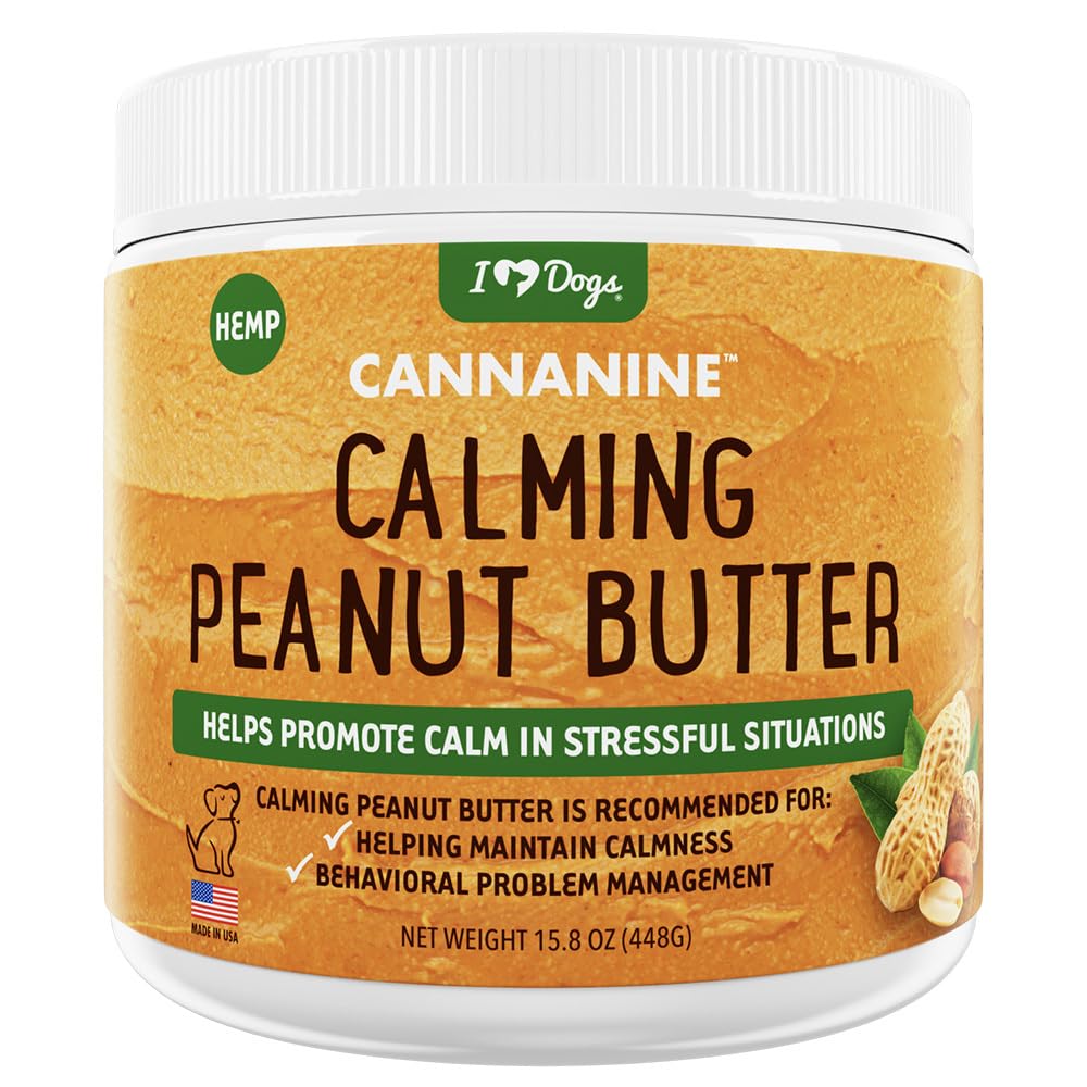 iHeartDogs Hemp Calming Peanut Butter for Dog Anxiety - Helps Promote Calm in Stressful Situations