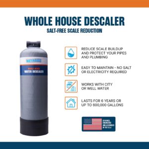 WaterBoss Whole House Salt Free Descaler System - Works with City & Well Water Filters - 6yr, 600,000 Gl - Water Softener Alternative for Home - WB-WH-DSCLR