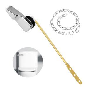 toilet handle replacement kit, 702 universal toilet flush handle, zinc alloy toilet tank trip lever with h2 brass arm front-mount compatible with american standard, mansfield toilet, silver