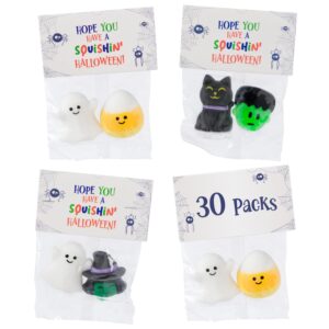 30 pack halloween squishes, halloween party favors, halloween classroom favors, squishy toys, goodie bag fillers, bulk school for kids, halloween treats non candy, teal pumpkin project