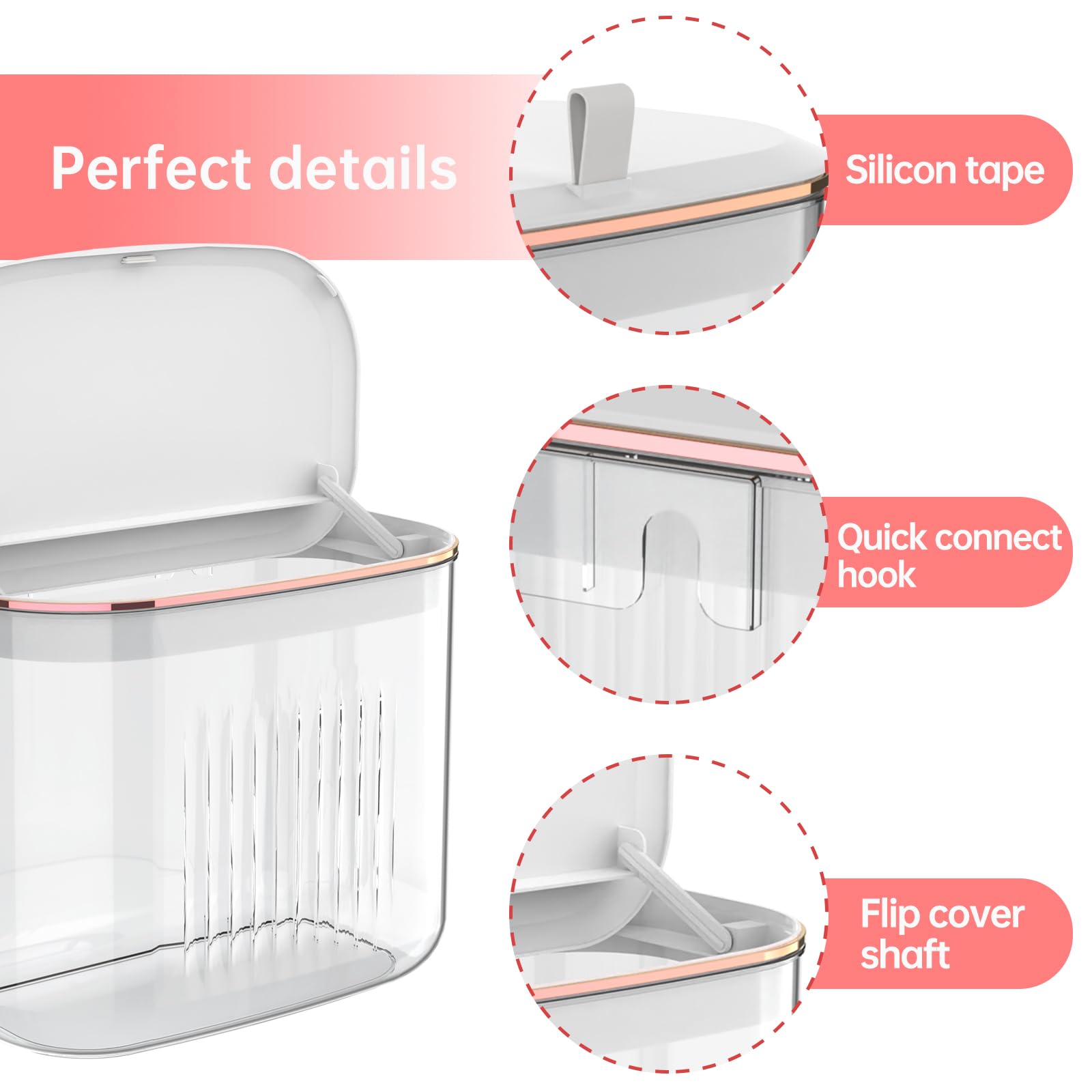 Wall Mounted Laundry Storage, Transparent Lint Holder Bin, Space-Saving Trash Container Hanging on Dryer, Washer or Wall Mount