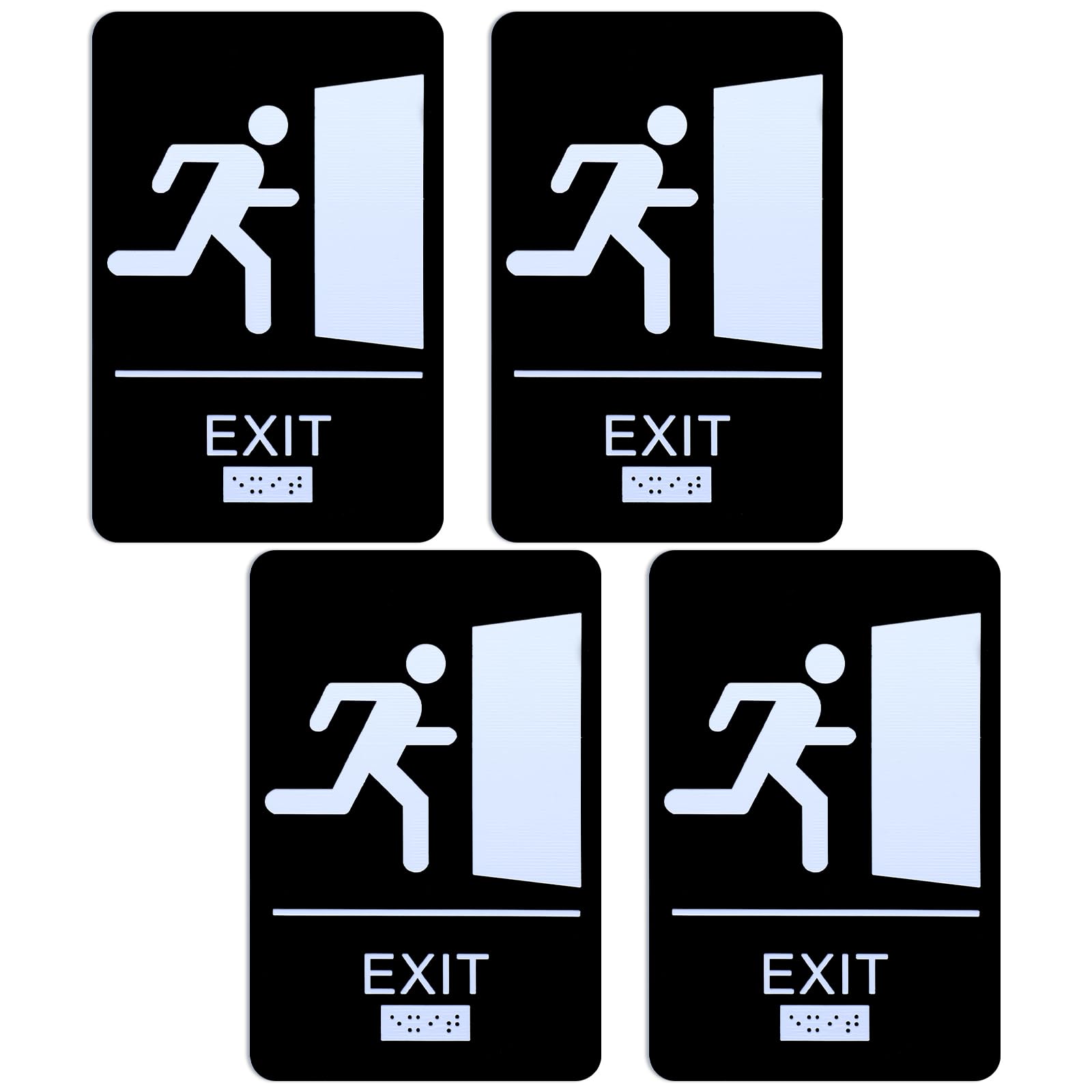 Ninehaoou 4 Pcs Exit Signs for Business ADA Compliant Exit Sign with Braille 9 x 6 Inch Modern Design Sign Exit Signs with Adhesive Mounting Strips for Indoor Outdoor Office Buildings Workplace