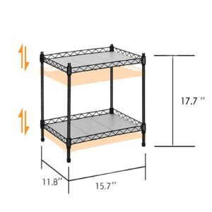 Best 2-Tier Wire Shelving - Black - Lightweight Mini Seasoning Shelf - Kitchen Storage Shelves, Unit with Storage Rack Corner Shelf Shelving Adjustable Storage Shelf, 11.8 "D x 15.7" W x 17.7 "H