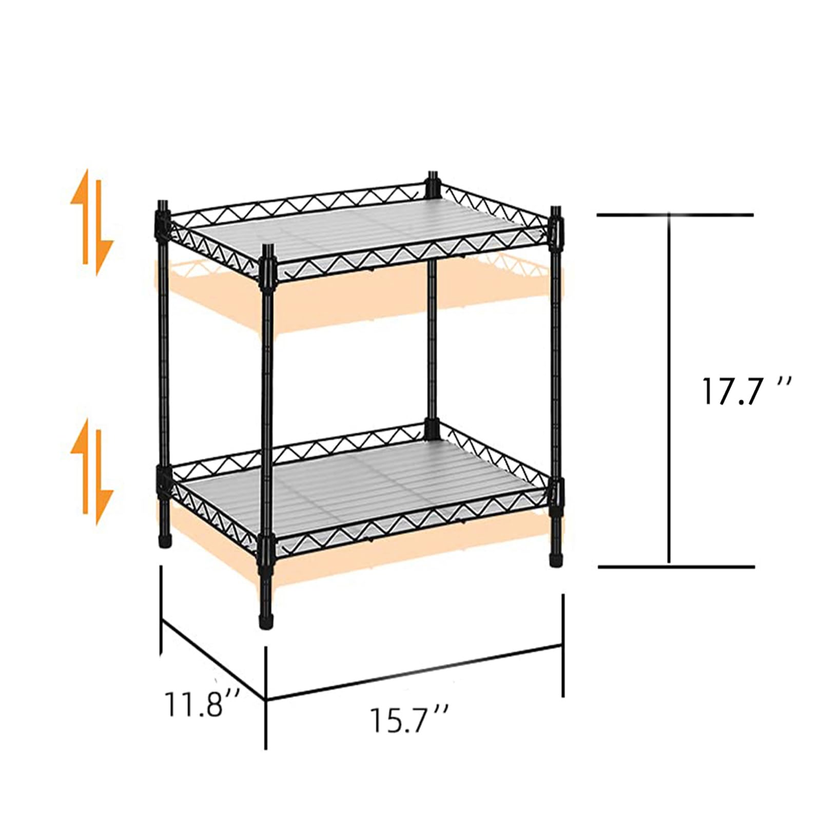 Best 2-Tier Wire Shelving - Black - Lightweight Mini Seasoning Shelf - Kitchen Storage Shelves, Unit with Storage Rack Corner Shelf Shelving Adjustable Storage Shelf, 11.8 "D x 15.7" W x 17.7 "H