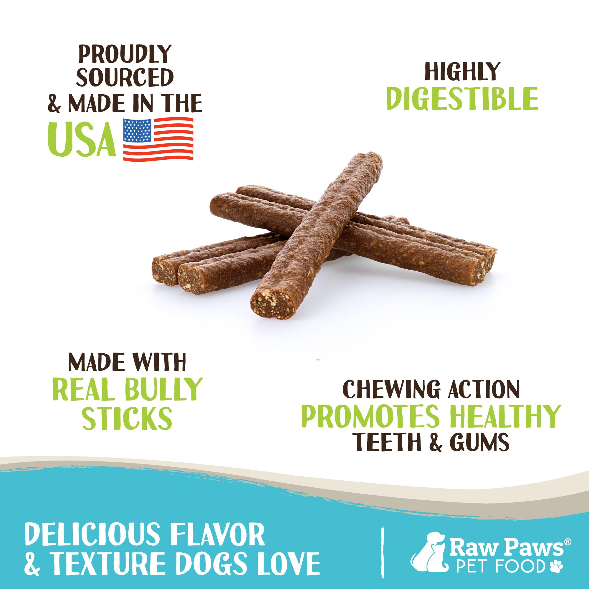 Raw Paws Alternative Soft Bully Sticks for Dogs, 6-inch, 15-ct - Made in USA - Dog Chews Rawhide Free - Soft Dog Chews for Senior Dogs - Rawhide Free Dog Treats - Puppy Chews for Teething