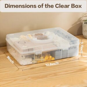 Clear Craft Organizer Storage Bins with Removable Tray, 2 Layer Stackable Plastic Storage Container Box Case for Beading, Jewelry Making, Art Craft Supplies, Sewing kits, Stationery, Pens, Markers