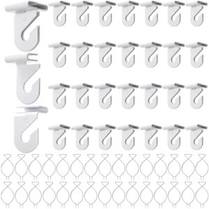 suwimut 60 pack drop ceiling hooks for hanging, white heavy duty ceiling hooks for home office classroom wedding decorations, metal t-bar clips for suspended drop ceiling tiles