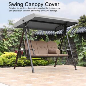 belupai Patio Swing Chair Canopy Replacement, 75 x 47 in Replacement Waterproof Swing Top Cover Silver Coated Oxford Swing Chair Top Cover for Garden Patio Yard Park Porch Seat Furniture(Gray)