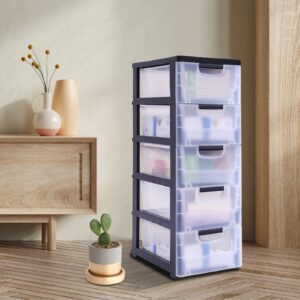 baitgmying 5 drawers stackable storage cabinet pp plastic clothes storage box 11.81×15.75×33.07 for storing clothes towels toys